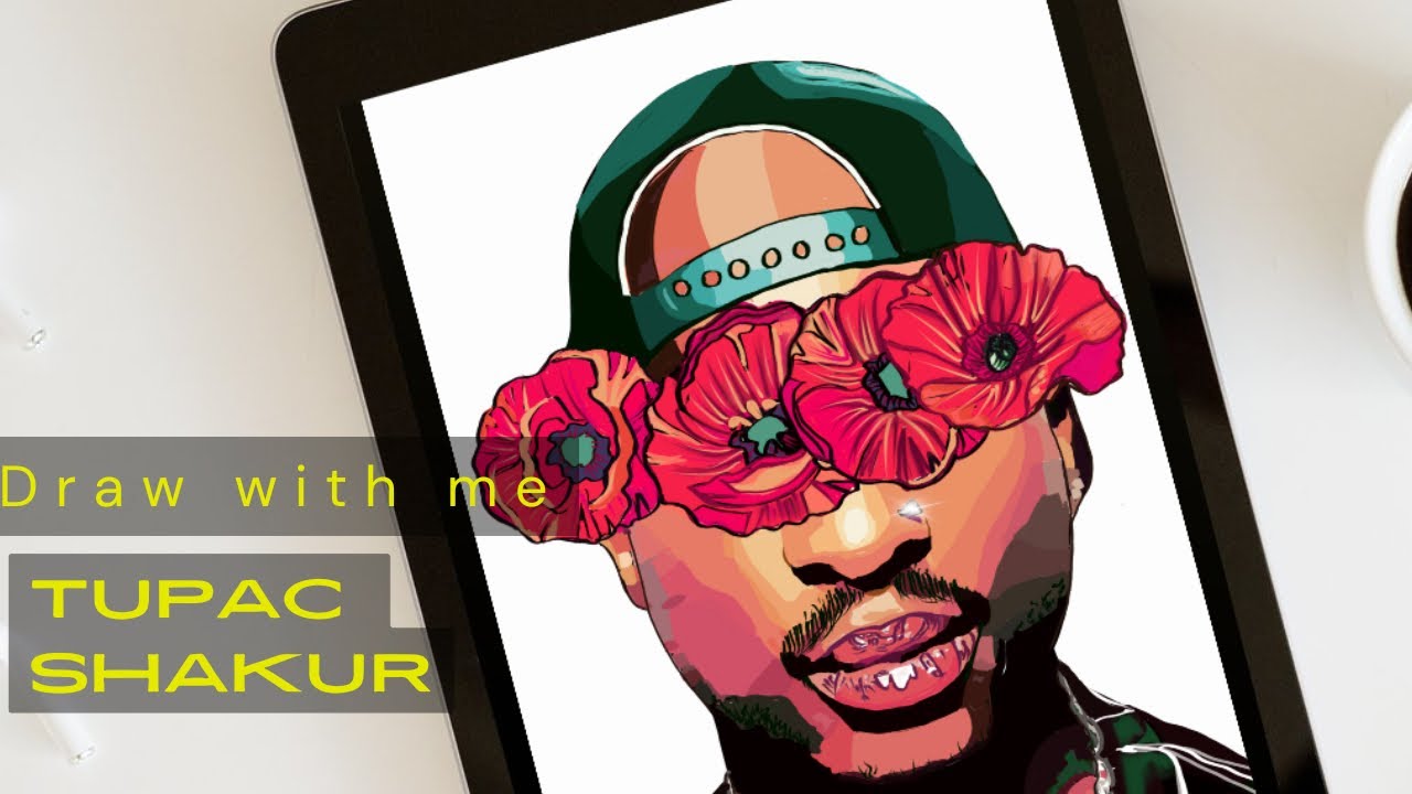 Draw with me Tupac Poppy flower using procreate | time lapse quick vid ...