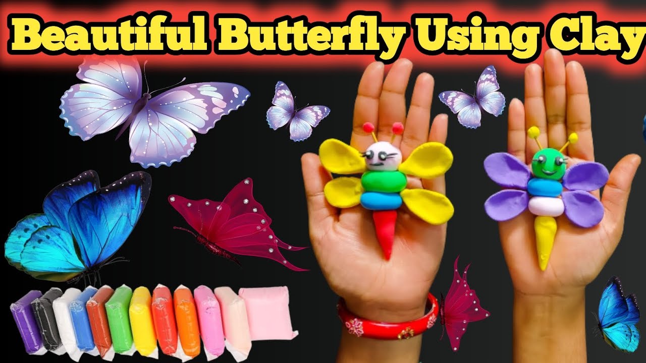 Butterfly polymer clay toys making | How to make butterfly from clay ...
