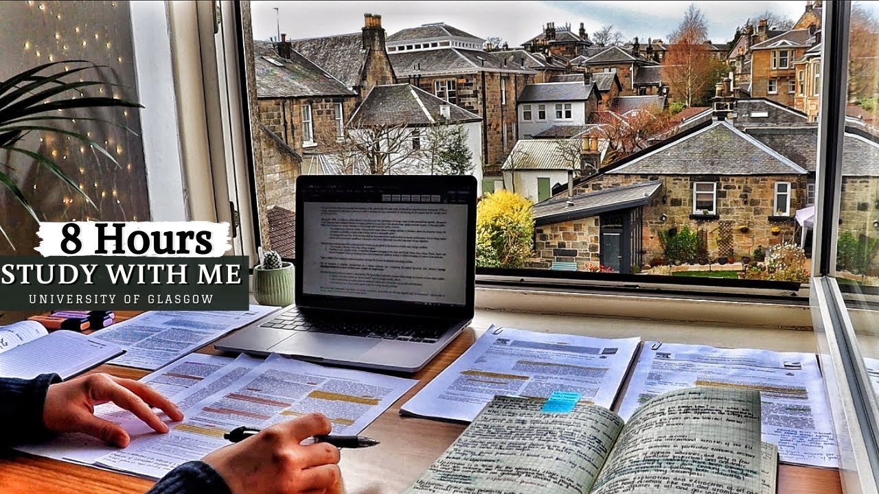 8 HOUR STUDY WITH ME | Background noise,10-min break, No Music, Study ...