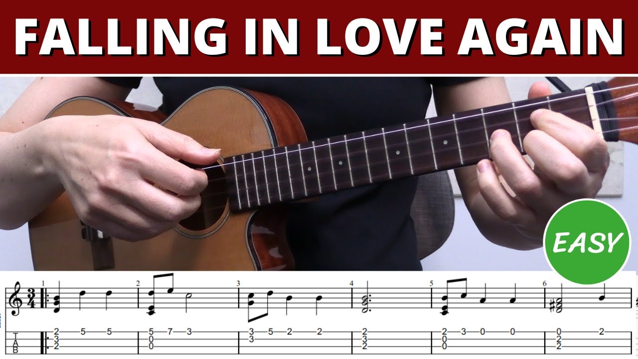 Falling In Love Again 🎵 EASY Fingerstyle Ukulele Tabs, Tutorial, High ...
