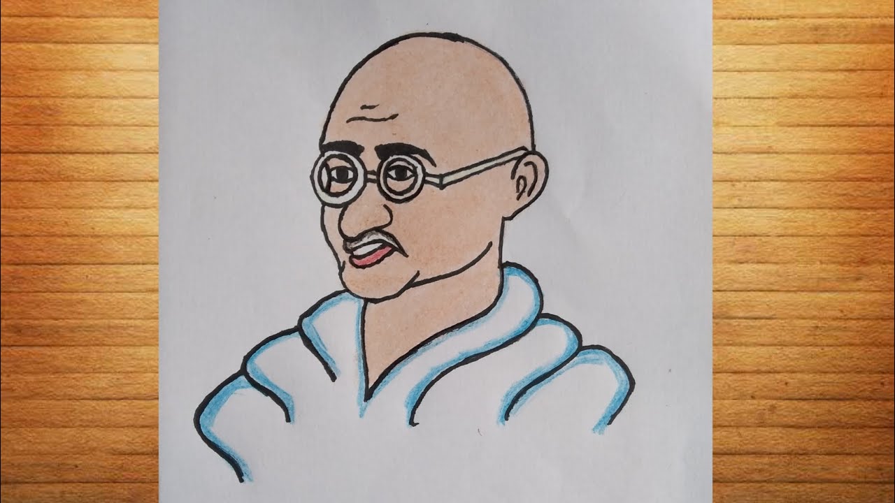 How to draw Mahatma Gandhi with colour pencils|Gandhi jayanti drawing ...