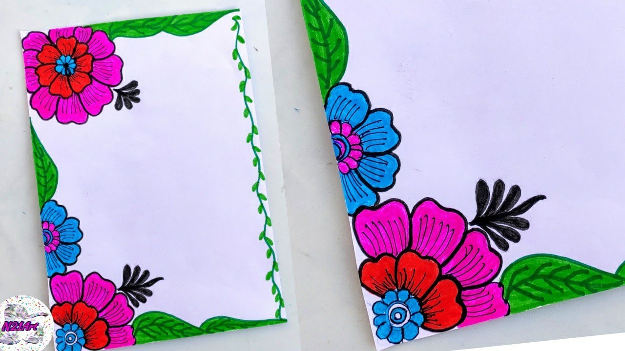 Border design for project | Easy border design | Designs for front page ...