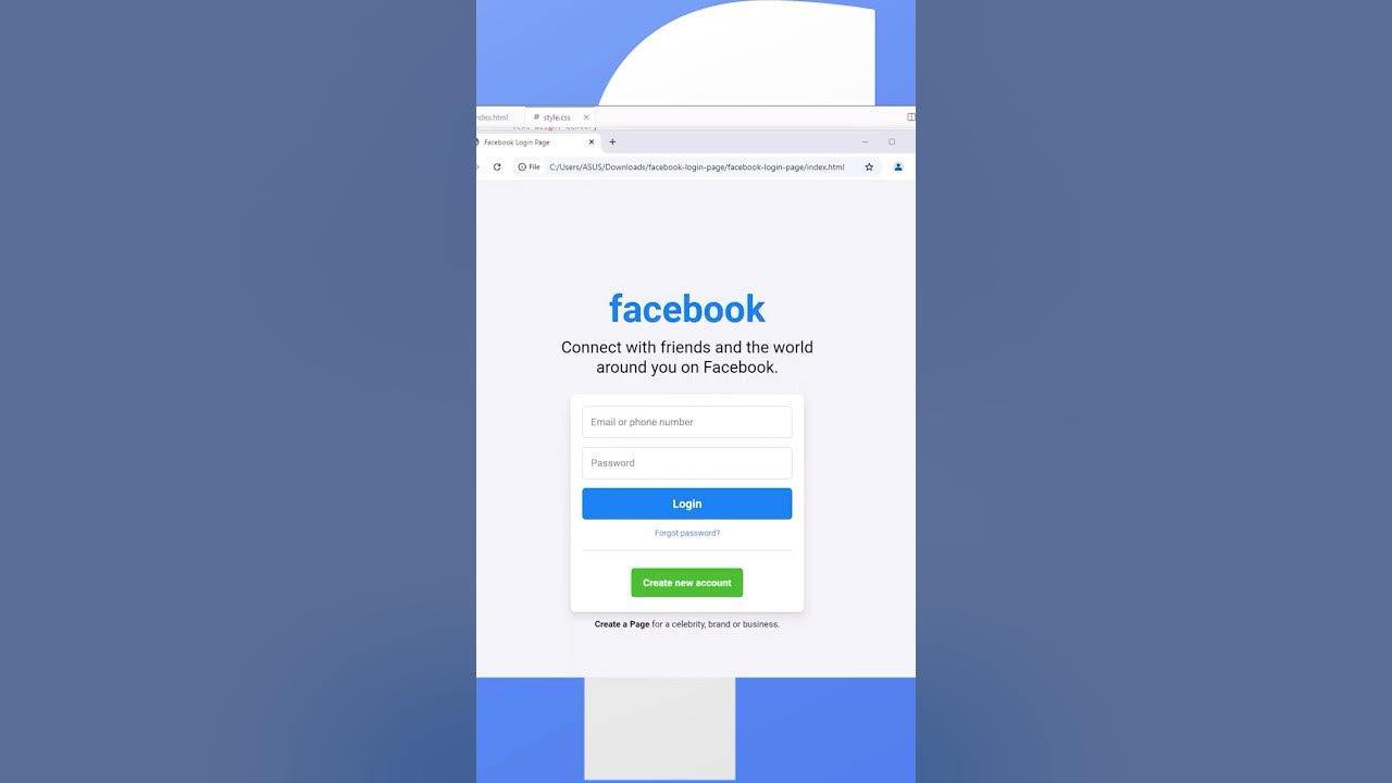 how to create Facebook login page clone #htmltutorial #coding #education #facebook #trending ...