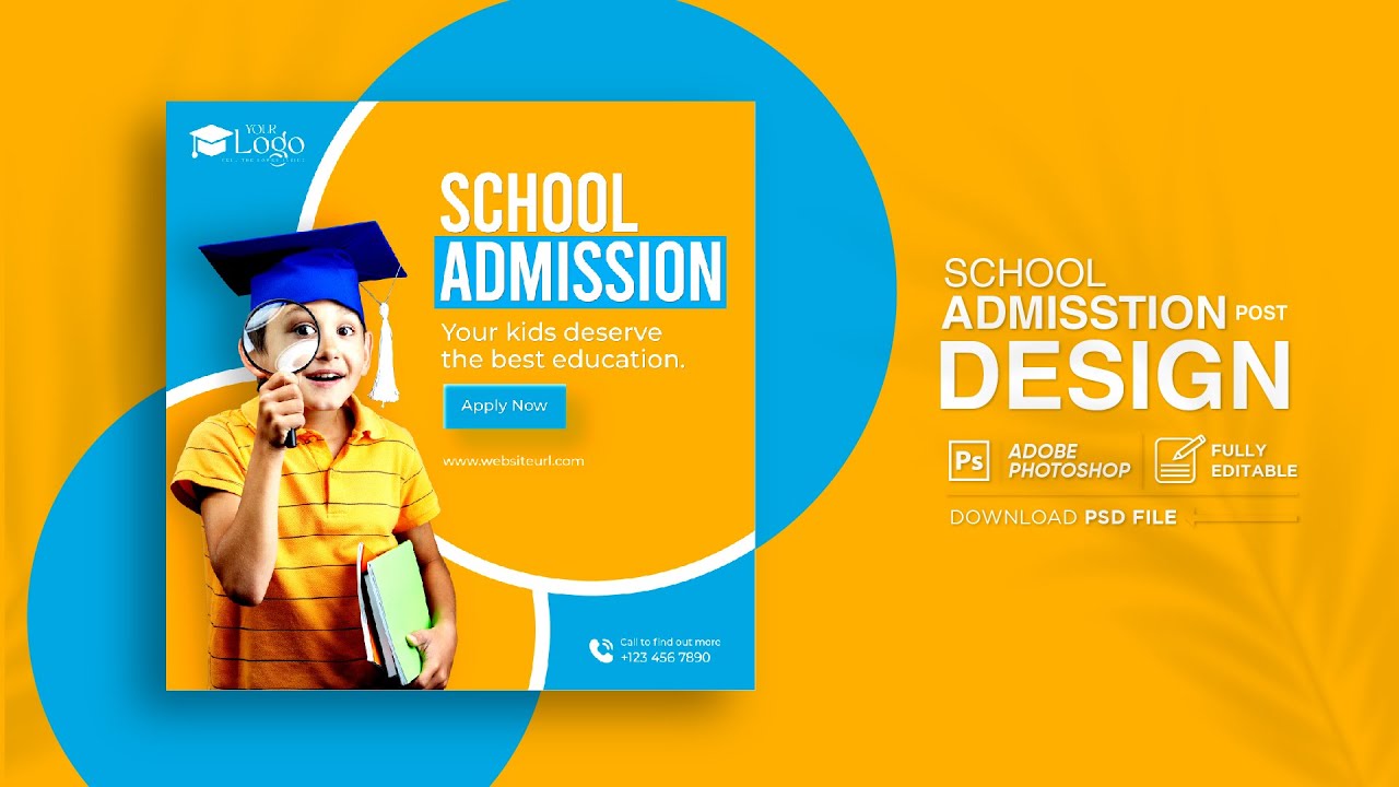 Kids Admission to School post design | Social media ad banner design ...