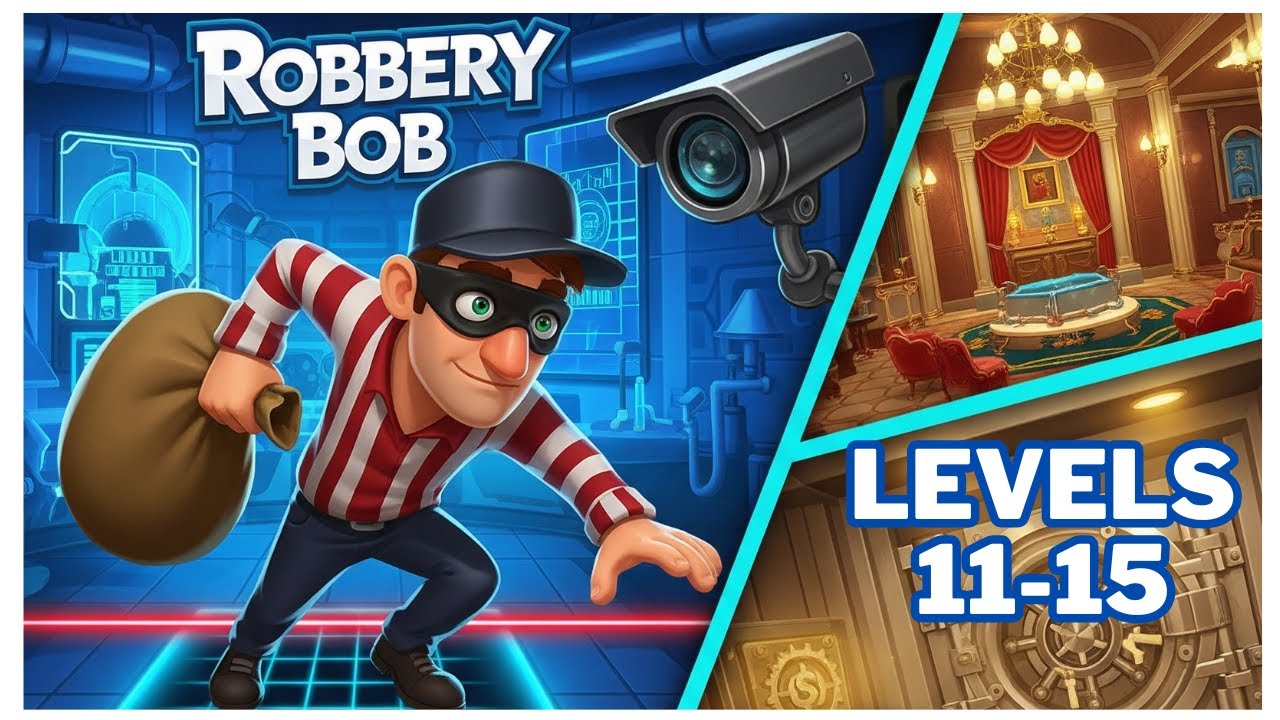 Robbery Bob Walkthrough Chapter 1 Levels 11 - 15 (Finale) - YouTube
