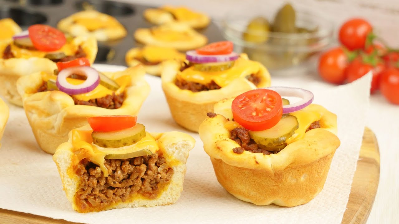 Mini Cheeseburger Muffins | Cheeseburger aus dem Ofen (Einfaches Rezept ...
