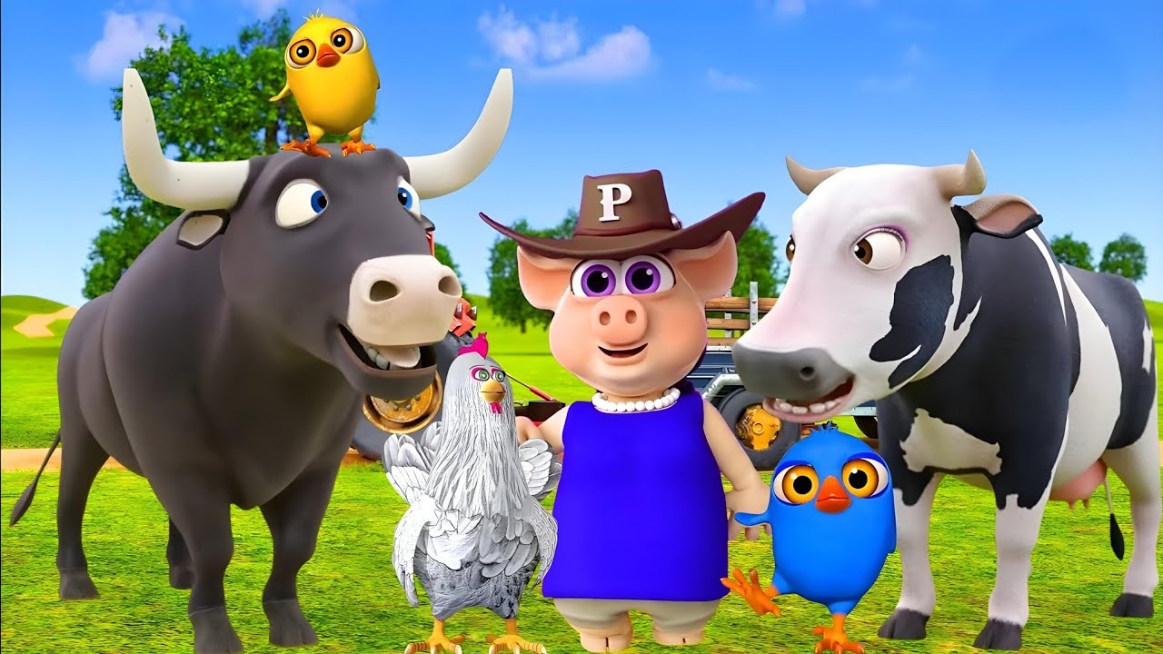 El Pollito pío 3d - el Toro y el Tractor de la Granja -el Pollito y el ...