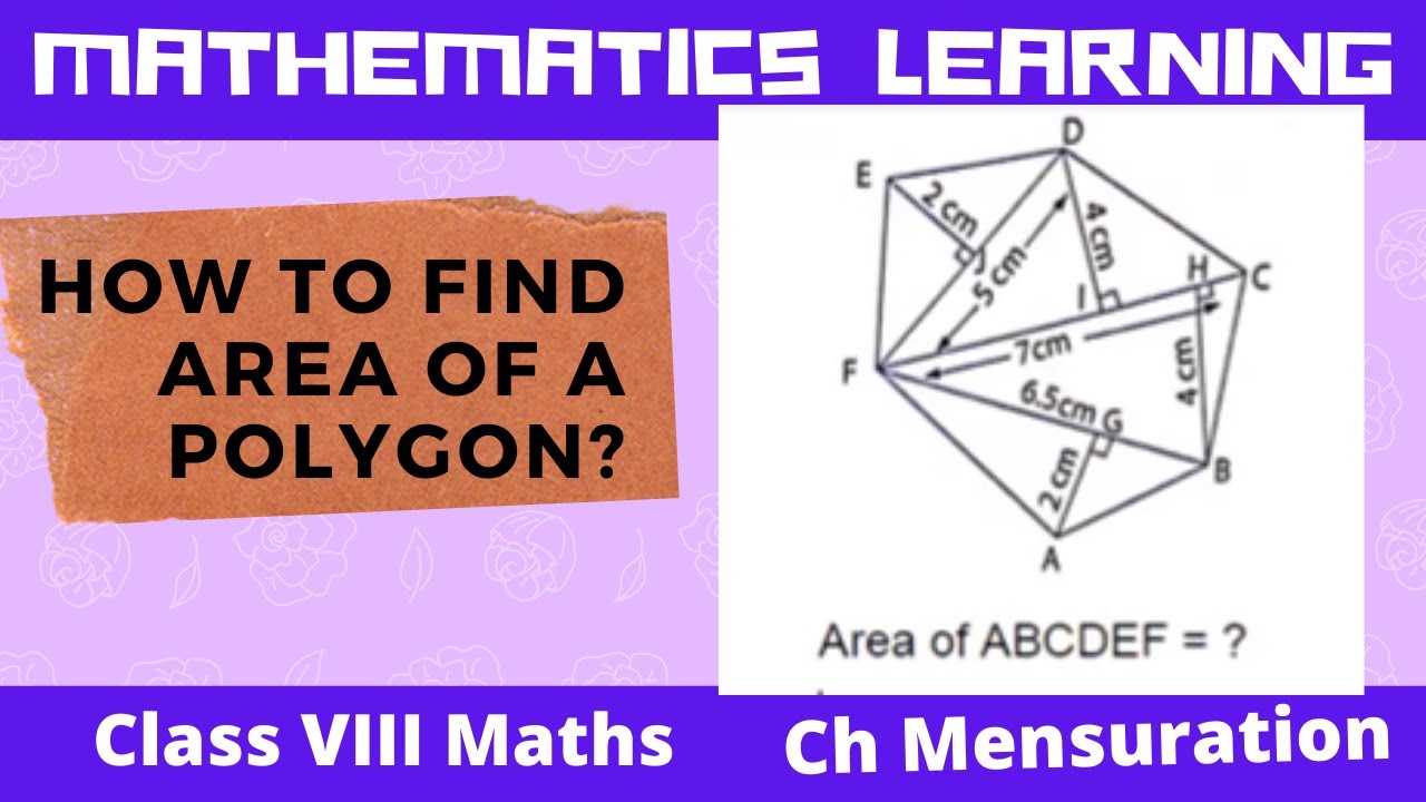 Class 8 DAV Mensuration | WS2 Q2 | How to find the area of polygon ...