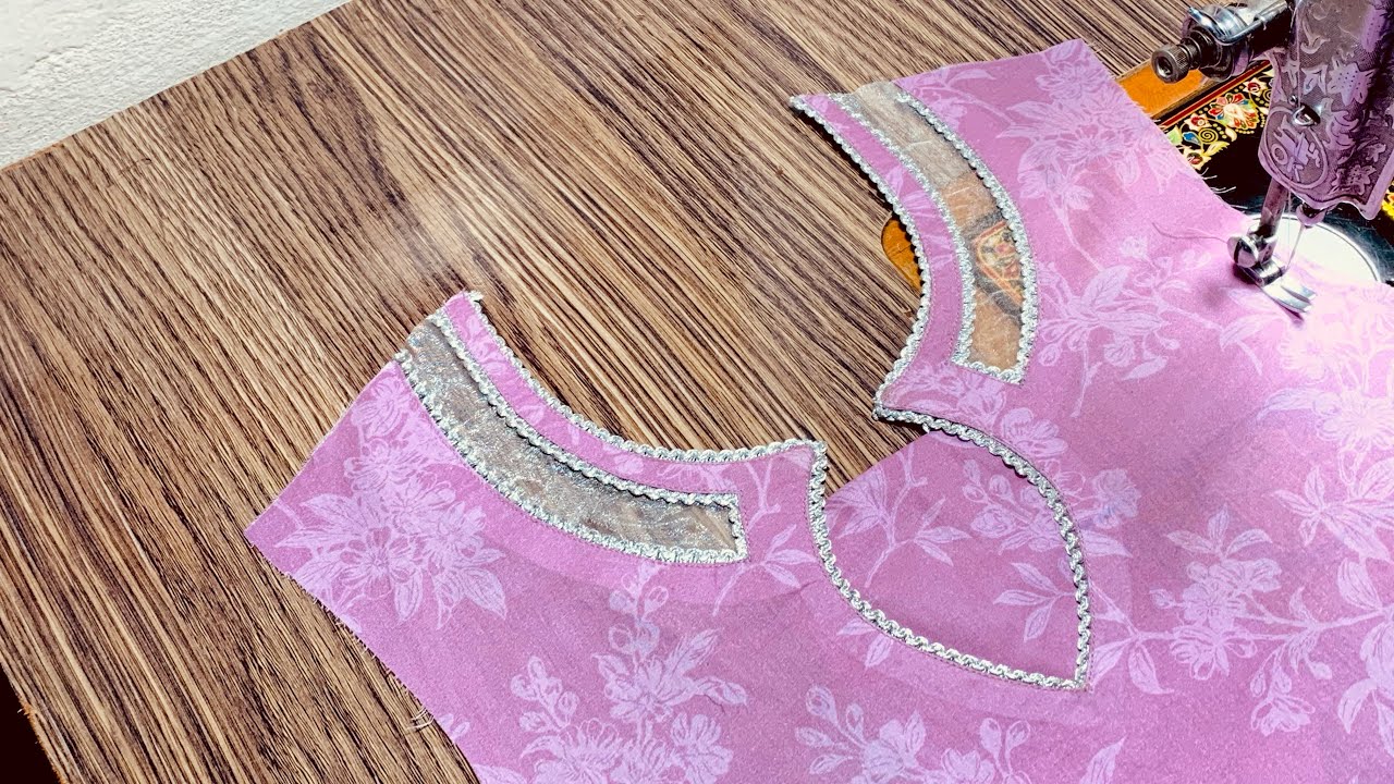 Most trendy double neckline design round shape | step by step tutorial ...