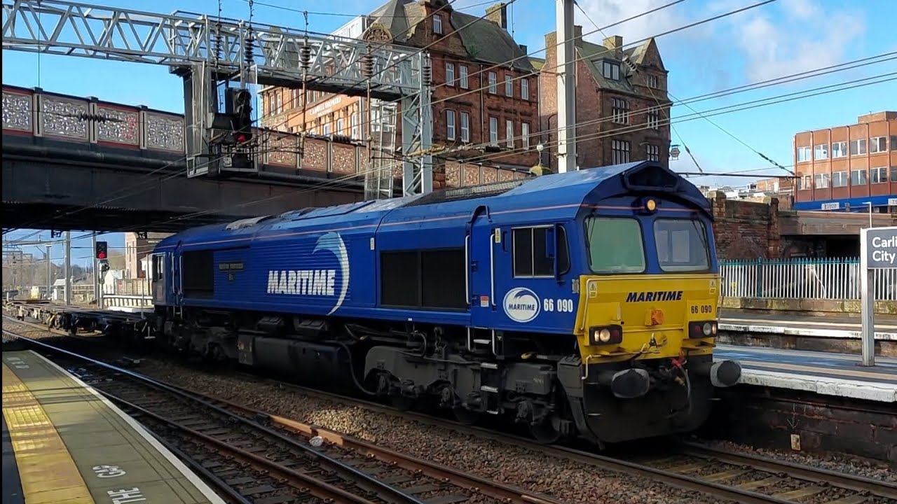 class 66090 maritime intermodal six arriving at Carlisle. 22/02/23 ...