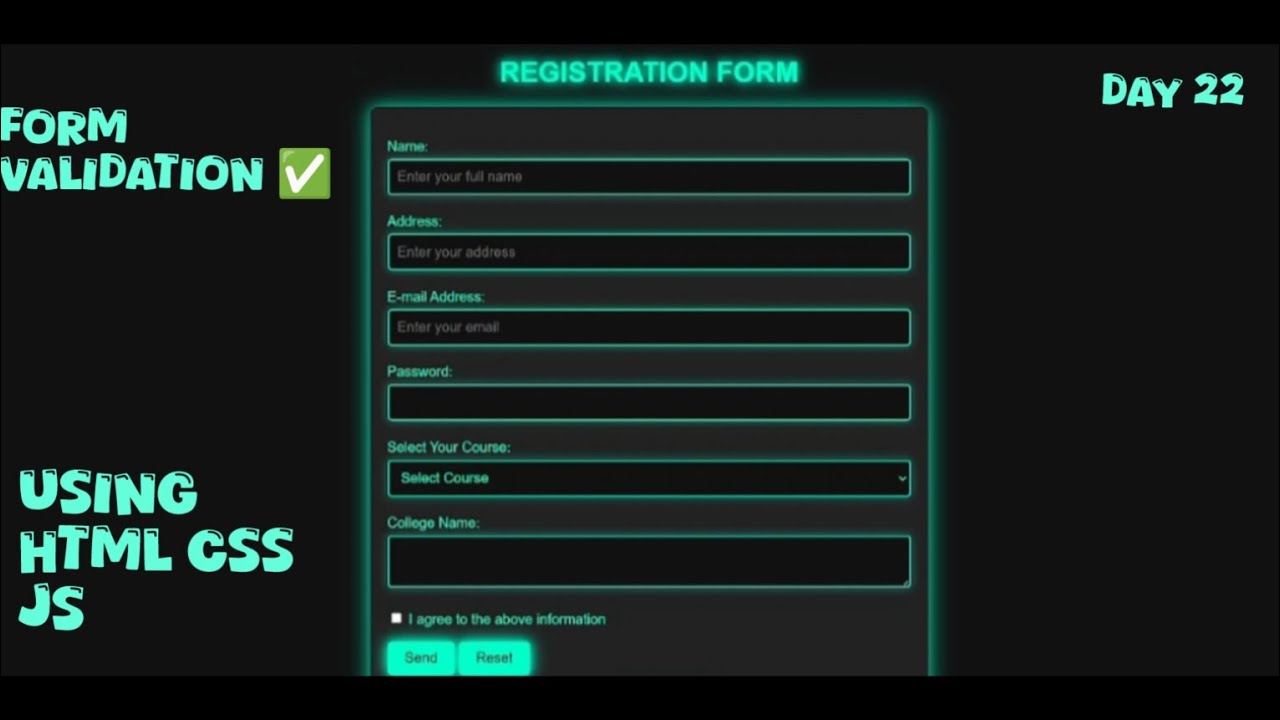 How to Validate the Registration Form In Tamil | Using HTML CSS JS | Day 22 - YouTube