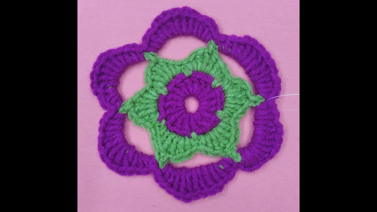 Scallop flower pattern - one crochet stitch a day - YouTube