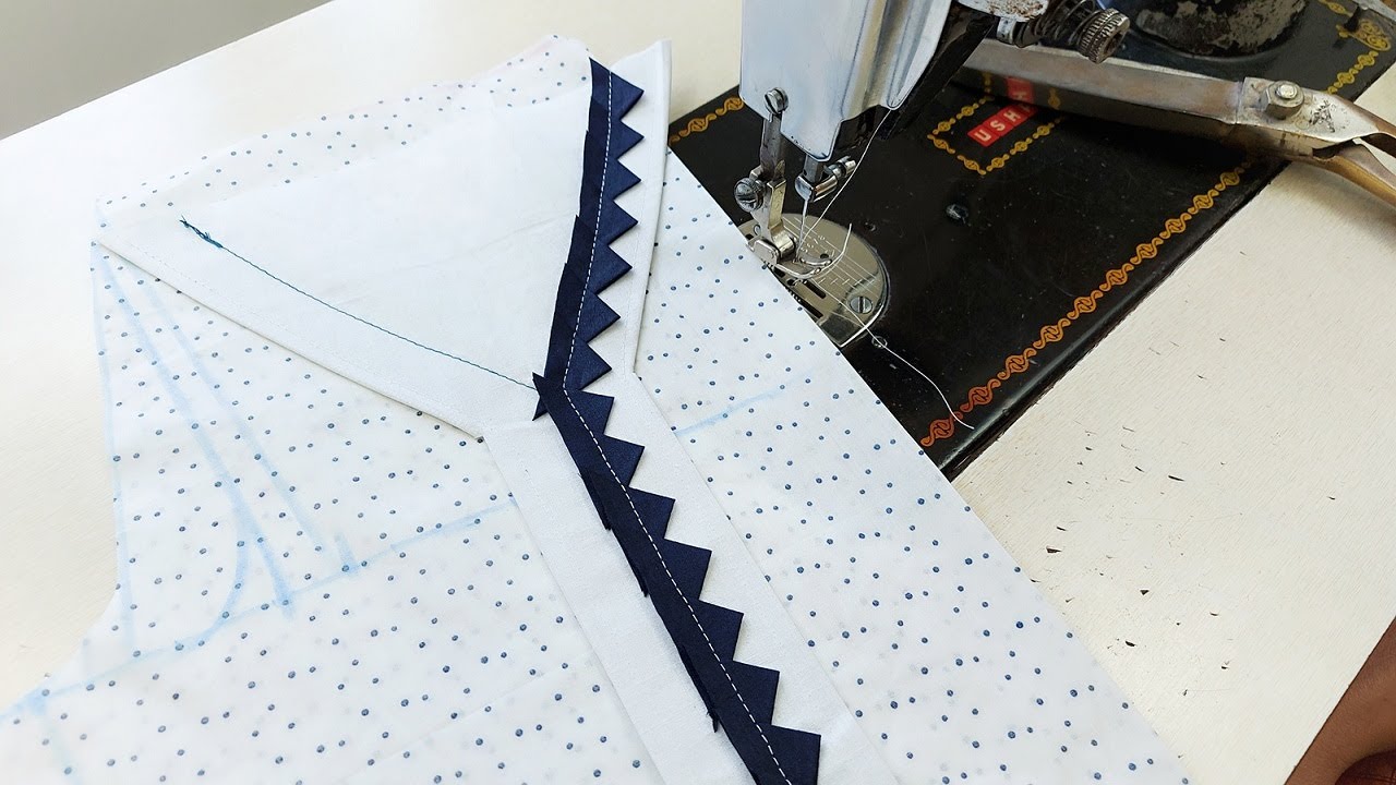 Beautiful Neck Design with Fabric Triangles | V Shape Neck Design using ...