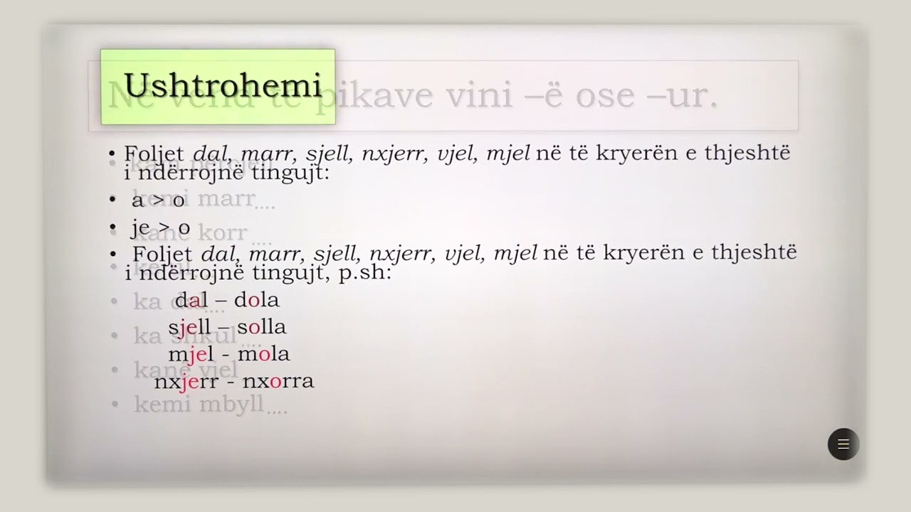 5 01 118 - Java 24 - Gjuhë shqipe - Foljet dal, marr, sjell, nxjerr, vjel, mjel në kohën e kryer ...