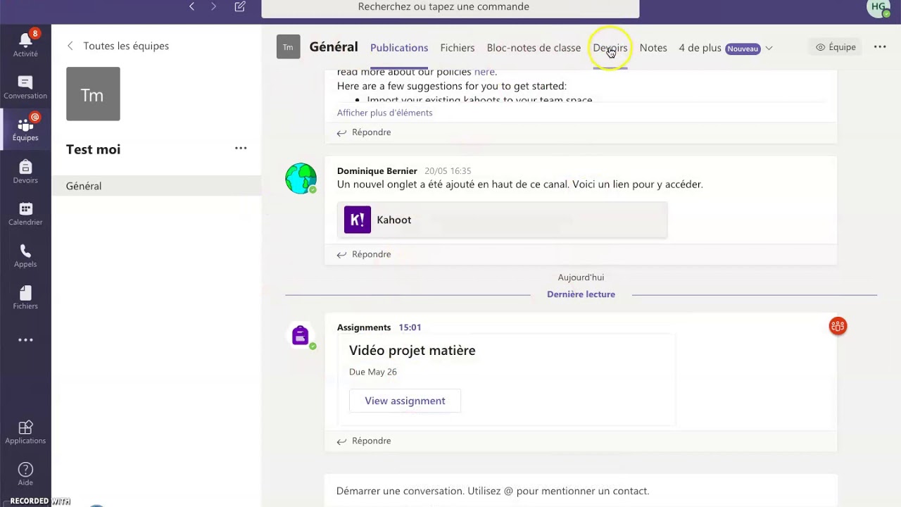 Élèves vidéo 4 Teams: Remise d'une vidéo ou lien web dans Devoirs sur Teams - YouTube
