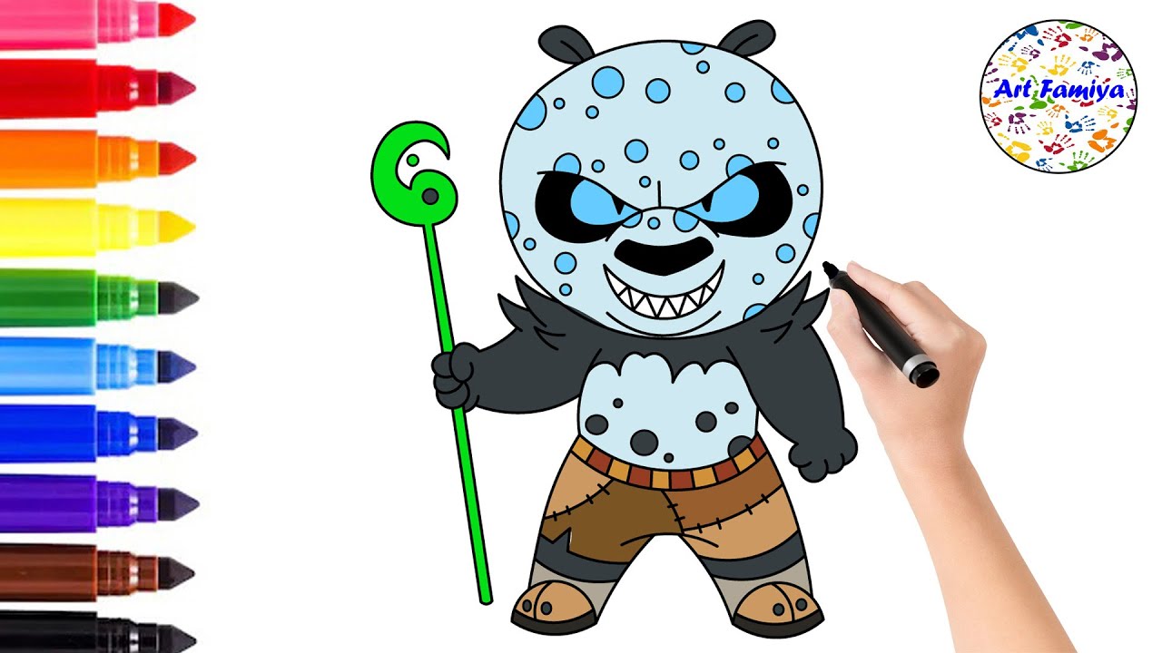 How to Draw Giant Chameleon Po | Kung Fu Panda 4 | Easy Drawing Step by ...