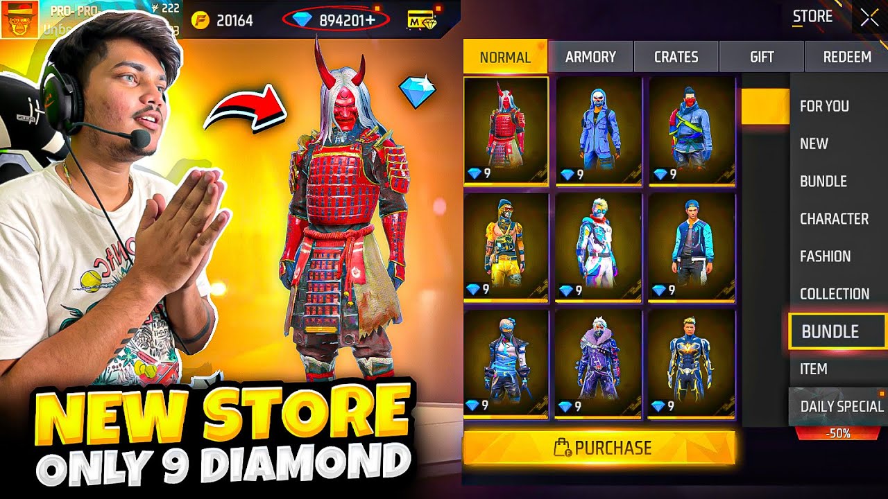 Free Fire All Rare. Bundles Are. Back😍 In 9 Diamonds💎 New Store -Garena ...