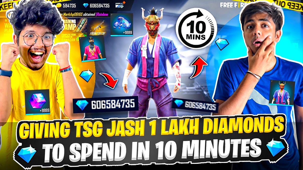 Giving Tsg jash 1 Lakh₹💰Diamond To Spend In 10Minutes| Toughest ...