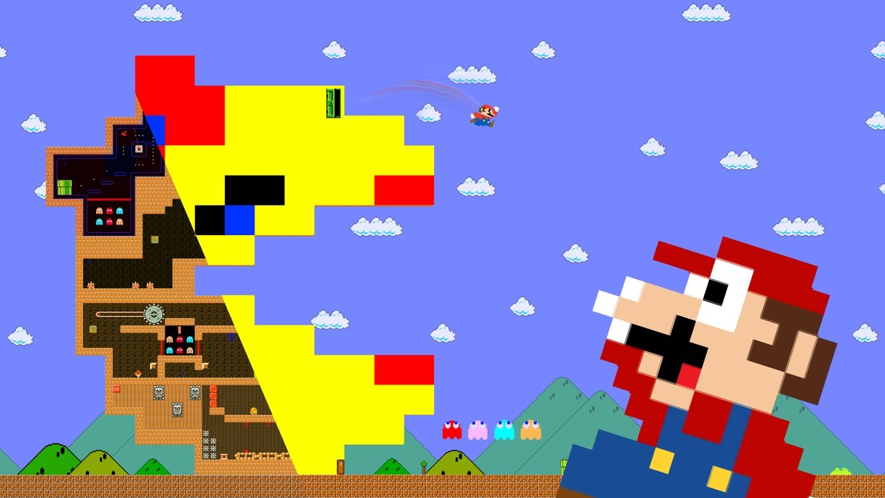 Mario VS Ms Pac-Man Giant Maze - YouTube