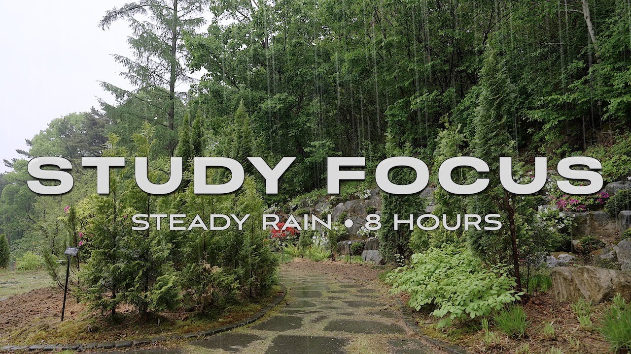 Focus RAIN Sounds | Study & Read | Wet Garden Path Ambience [8 HOURS ...