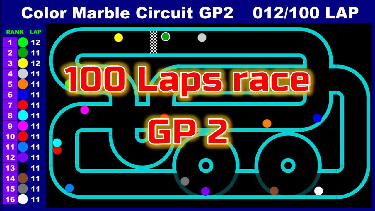 100 Laps Color Marble Circuit GP2 ～16 marbles F1 car race battle ...