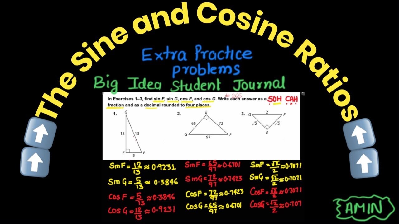 The Sine and Cosine Ratios ( Problems: Sec 9.5 Big Idea Math) - YouTube