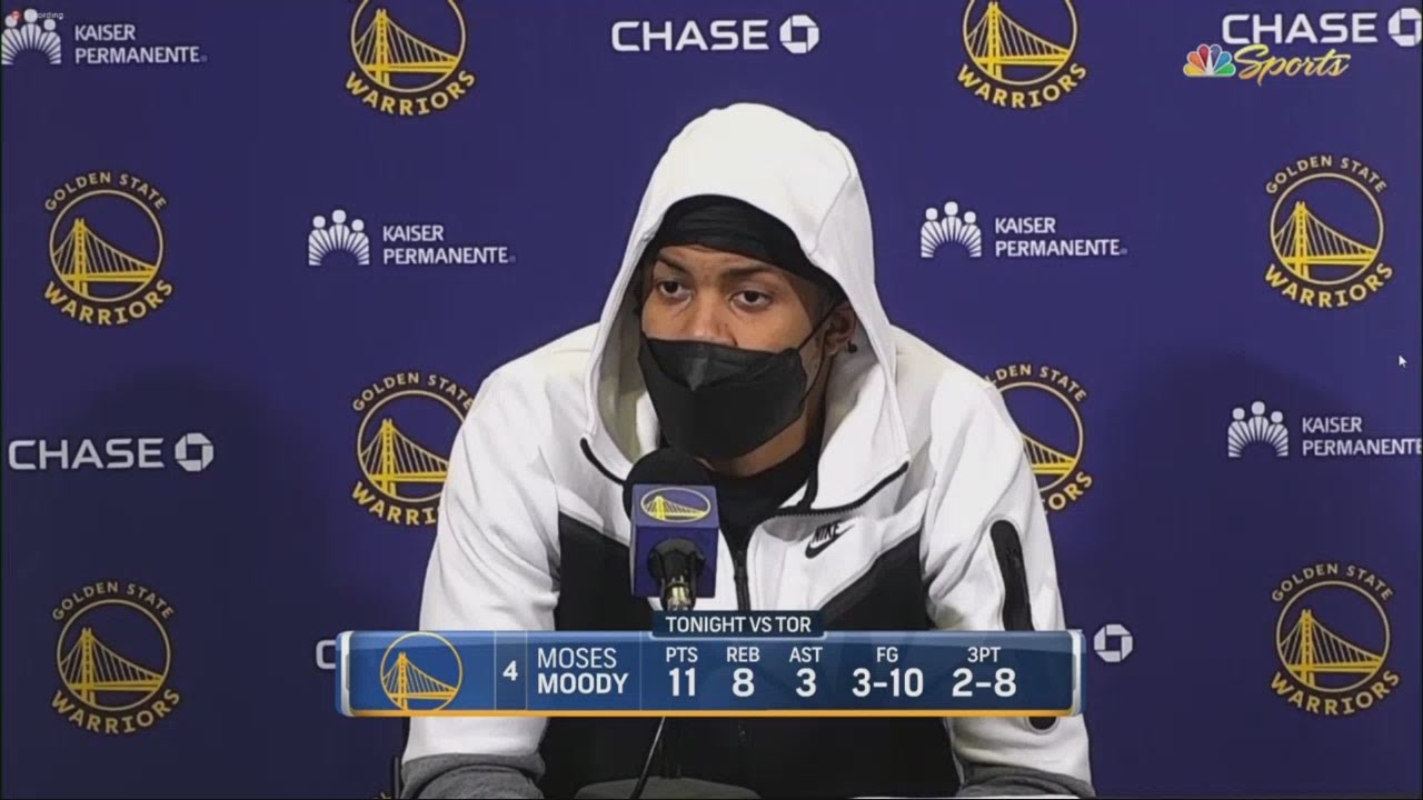 Moses Moody reacts to Warriors lost to the Raptors - YouTube