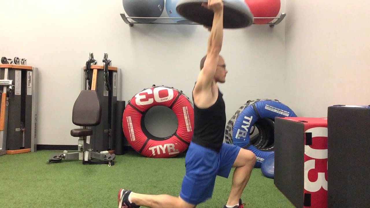 Overhead Jumping Lunges - YouTube