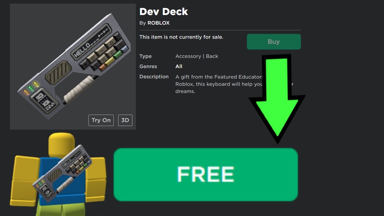 How To Get The Dev Deck Back Accessory FOR FREE (ROBLOX) - YouTube