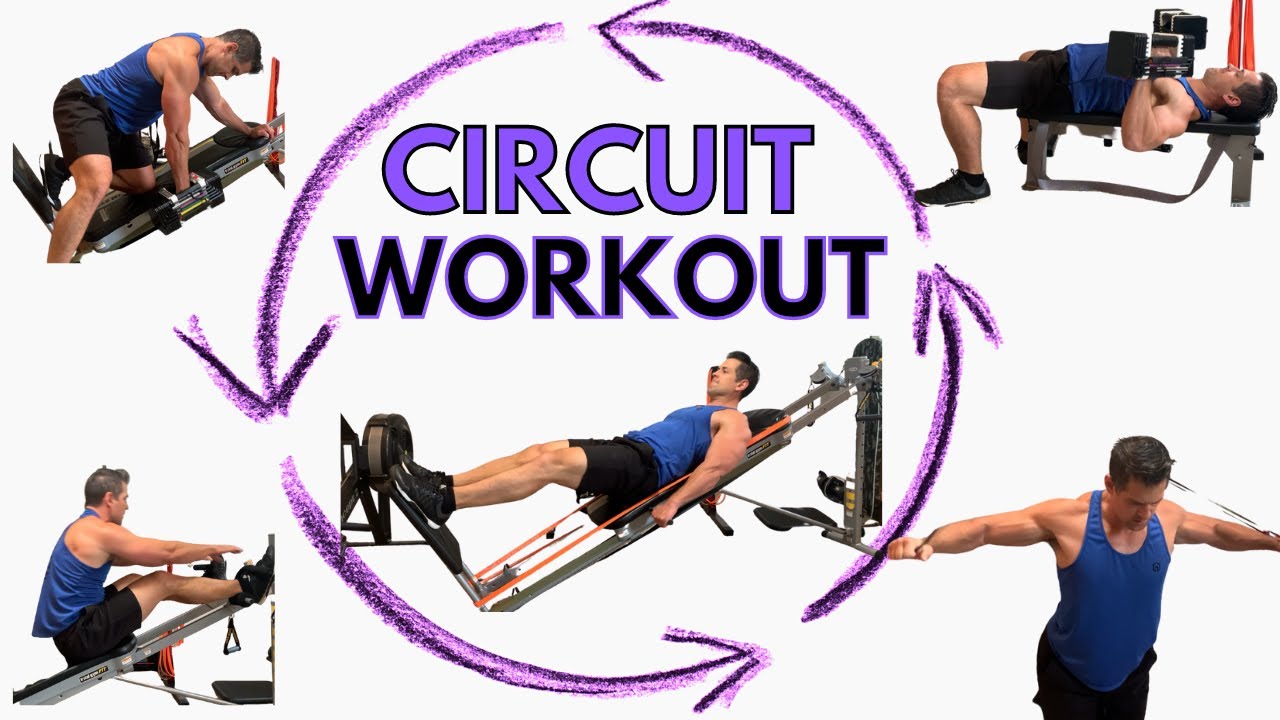 Circuit Workout with Total Gym, Bands, and Dumbbells - YouTube