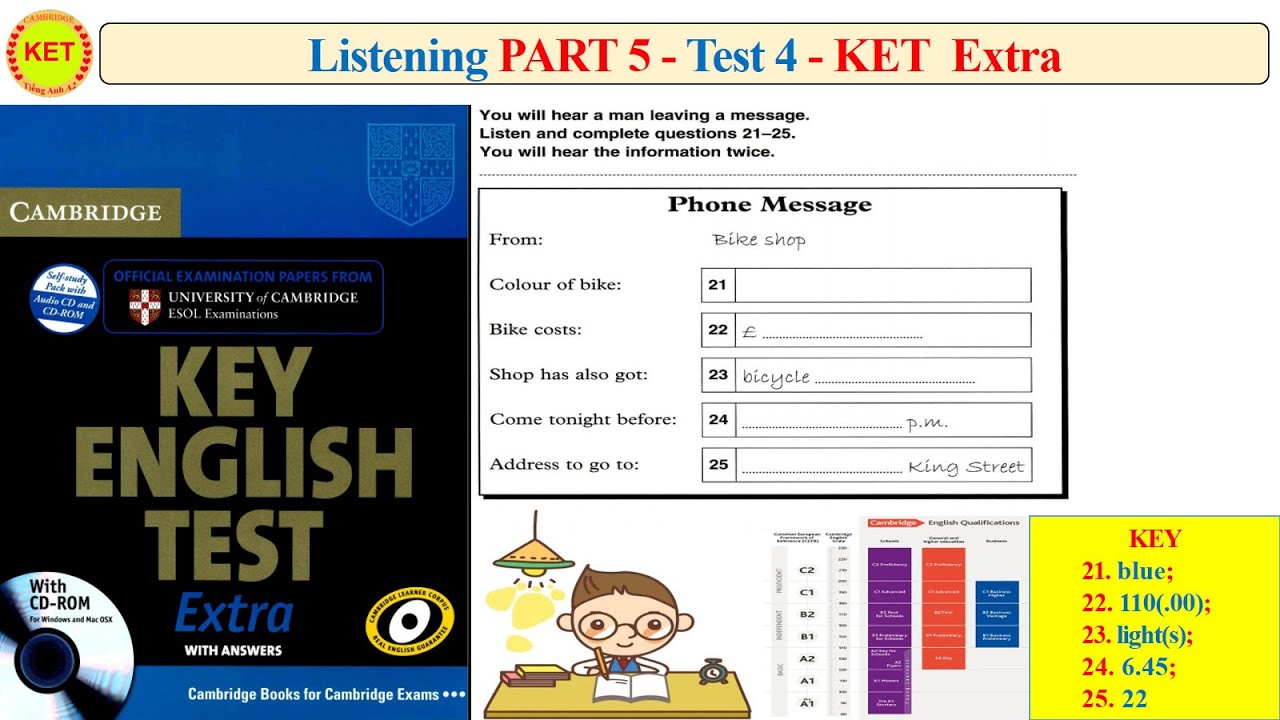 KET Extra - Listening Part 5 - Test 4 (Transcript + Key) - YouTube