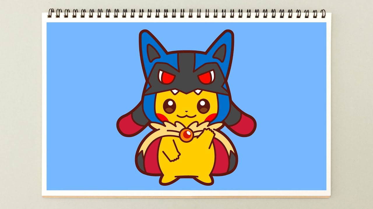 How to draw PIKACHU with Lucario costume - YouTube