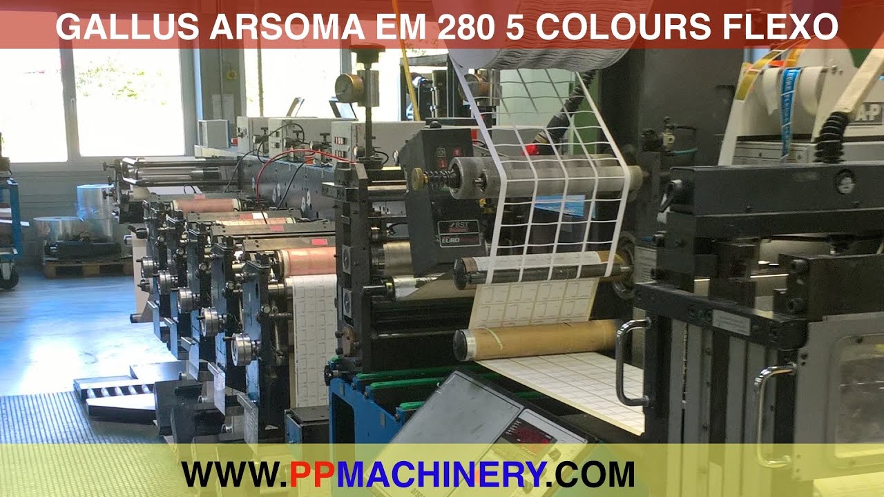 Gallus Arsoma EM 280 5 colours flexo label press from 2000 UV Press - YouTube