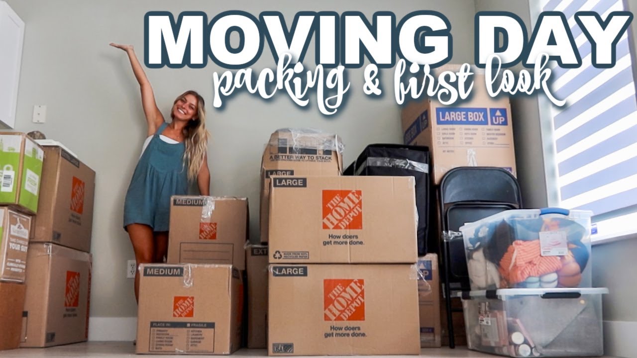 MOVING PART 1: packing and moving out, seeing our new house - YouTube