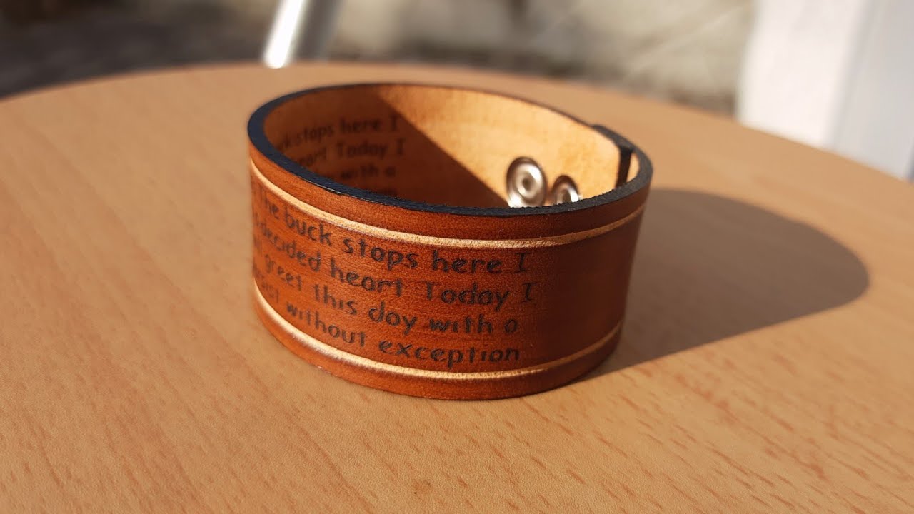 5500mw Laser Engraving quick made leather bracelet - YouTube
