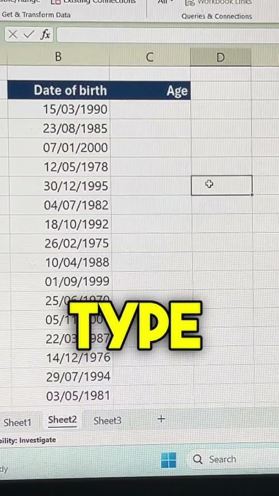 Age From Date Of Birth In Excel Exceltutorial Exceltips Viral Viralvideo Short Shorts