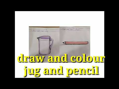 draw and colour jug and pencil // how to draw jug and pencil for kids ...