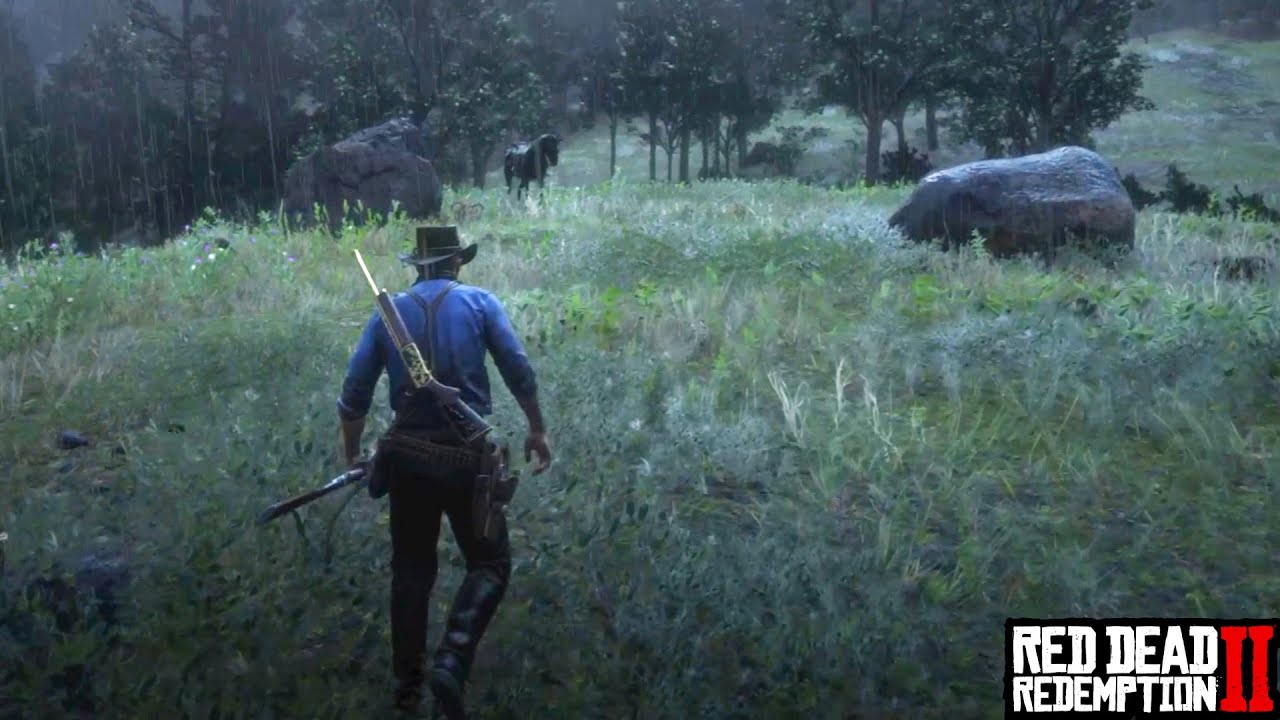 RDR2 Free Roam Gameplay in Rain and Thunder - YouTube