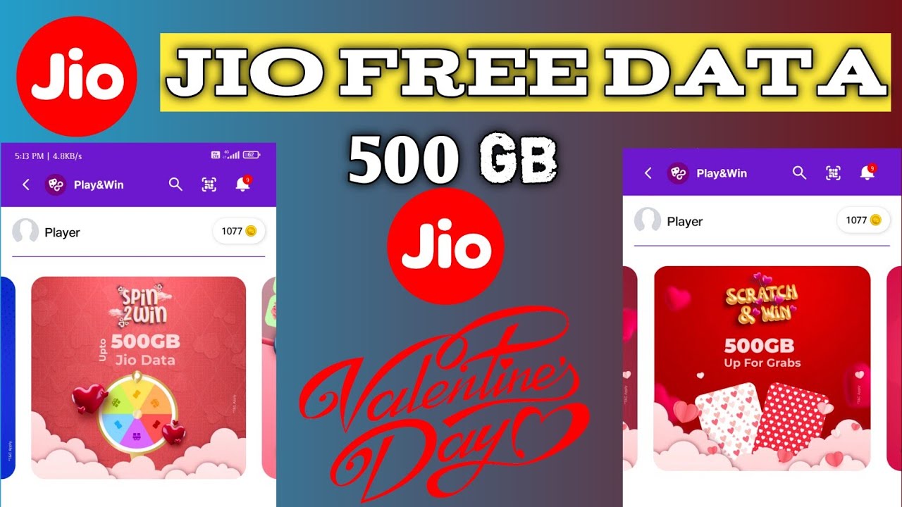 Jio 500 GB Free Data Jio Valentine,s Day Offer Jio Number Free Data ...