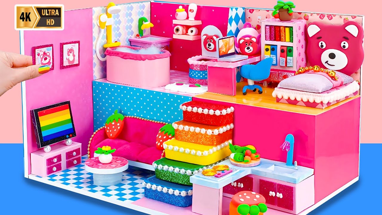 Make Easy Pink Bear House with Cutest Lotso Bed, Rainbow Stairs ️ DIY ...