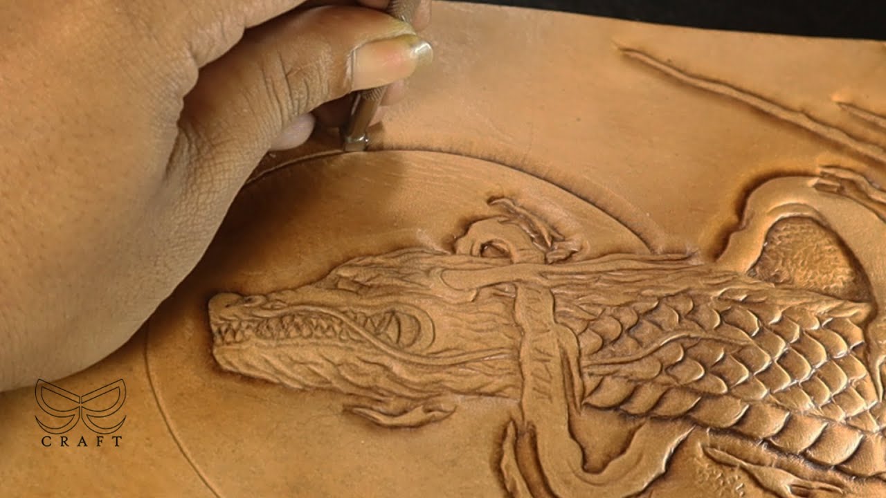 Leather Carving "Flying Dragon" - YouTube