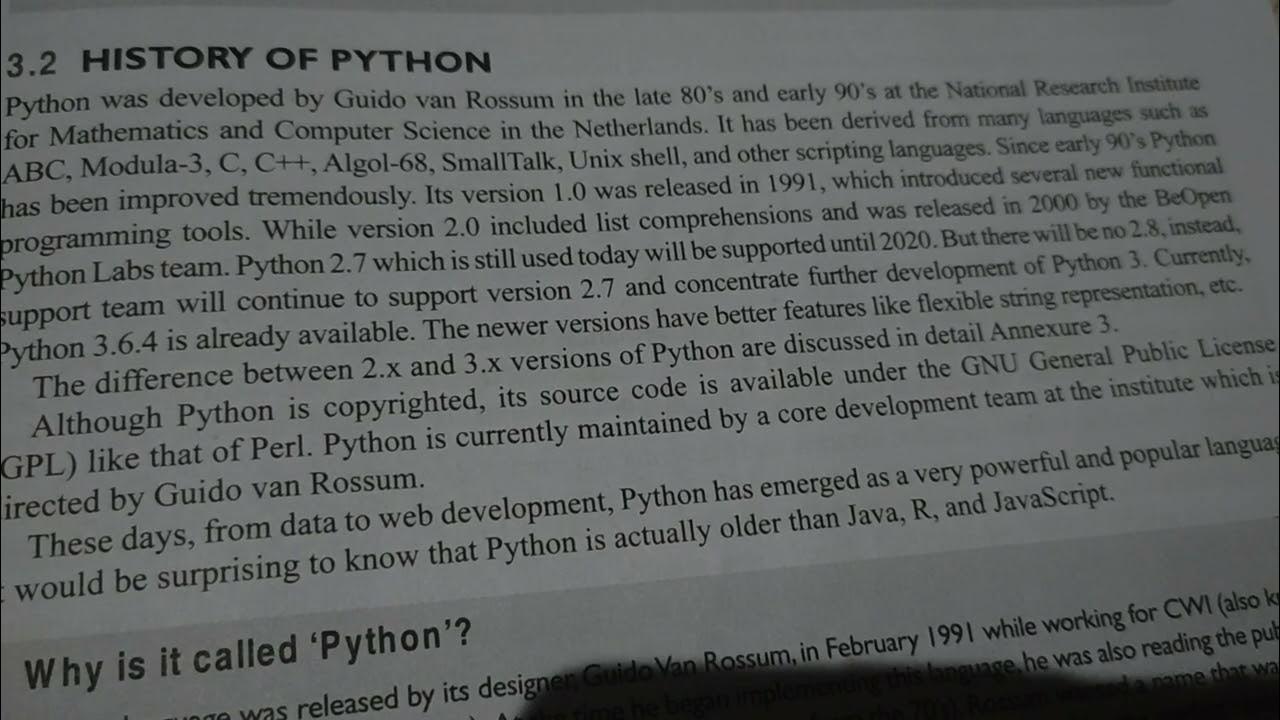 History of python in python language tutorial - YouTube
