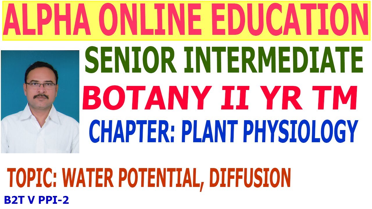INTER II YR : BOTANY : TM WATER POTENTIAL, DIFFUSION PART-II, PLANT ...