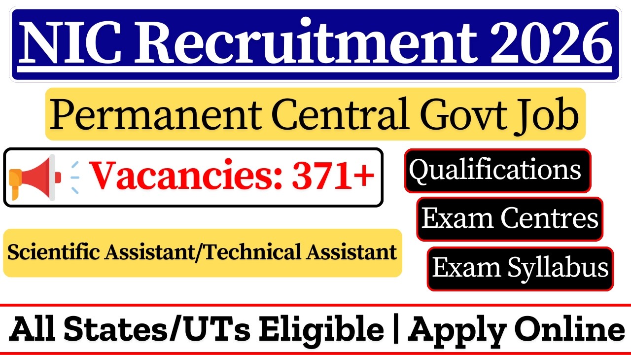 NIC STA Recruitment 2026 | Scientific Assistant Vacancy 2026 ...
