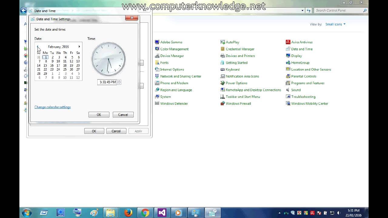 How to change computer date & time. - YouTube