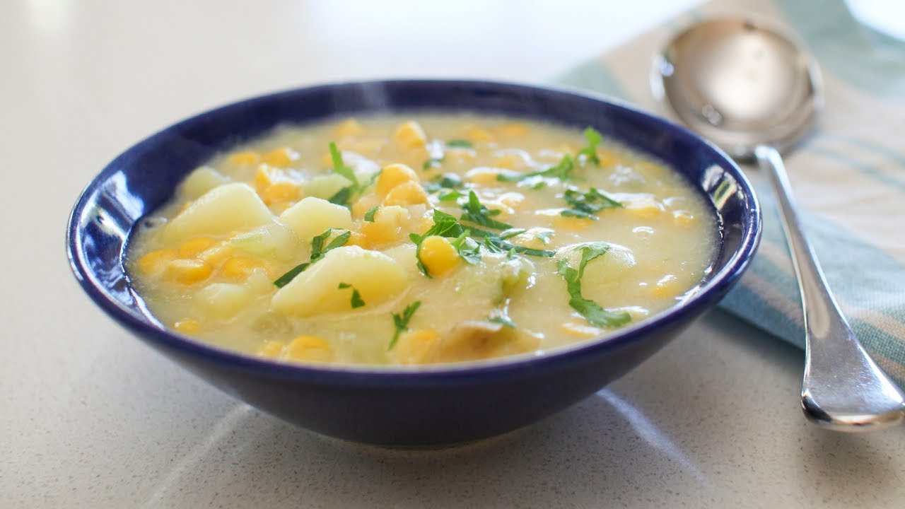 Leek, Potato & Corn Chowder - YouTube