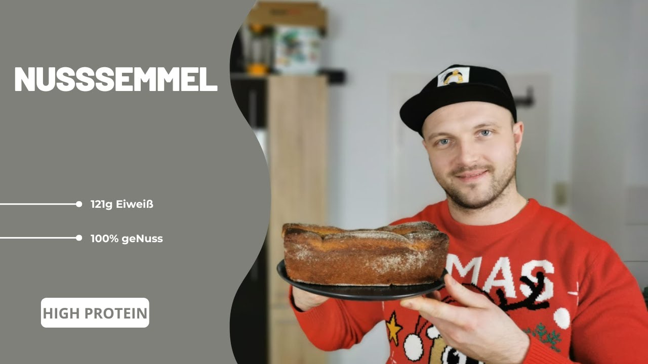 HIGH PROTEIN Nusssemmel vom Bäcker 121g eiweißgehalt - YouTube