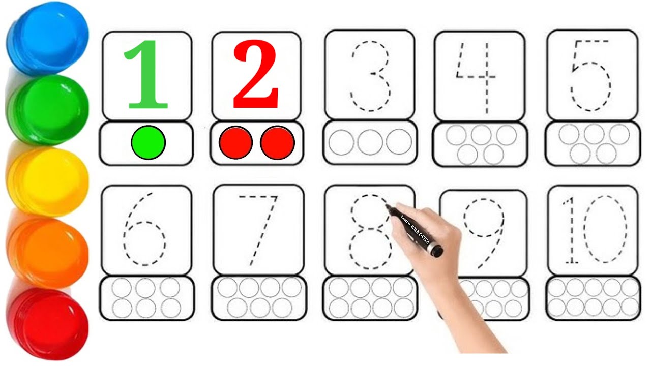 12345 for kids| Learn to write & count numbers| colors name|Preshcool ...