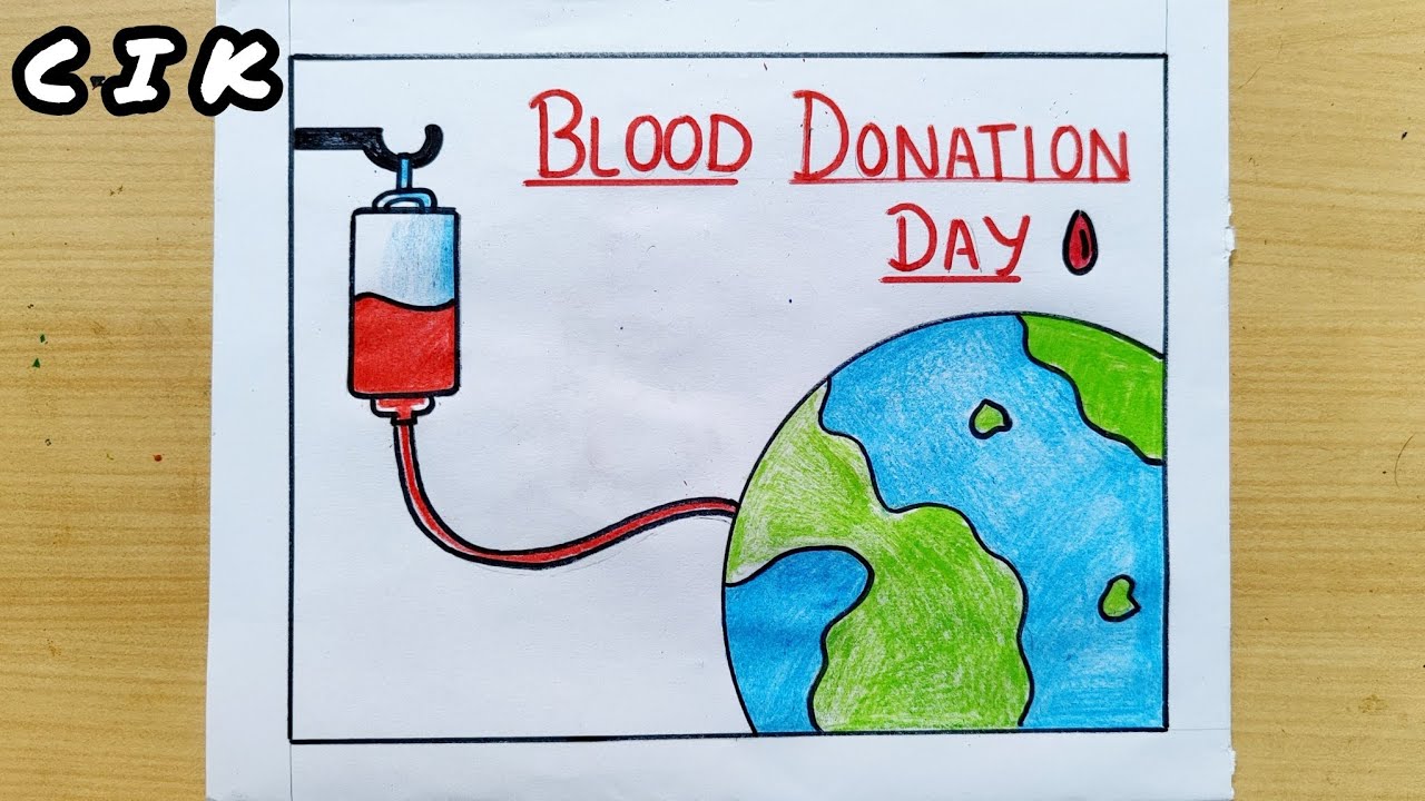 Blood Donation day poster | Blood donation day drawing easy step ...