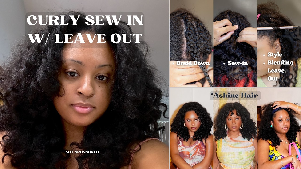 CURLY SEW-IN W/ LEAVE-OUT (tutorial): Ashine Hair (Viral Bundles ...